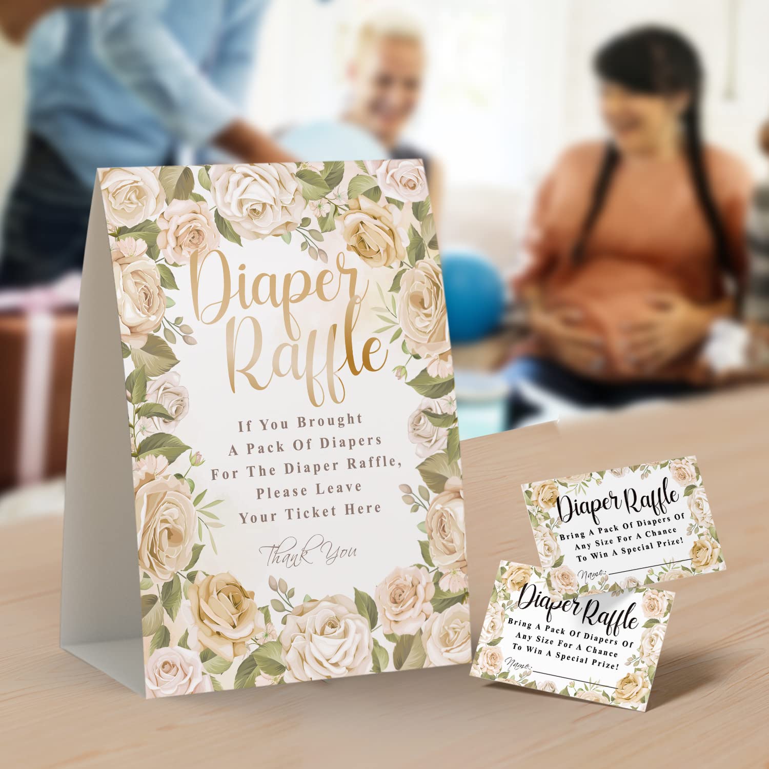 Diaper Raffle Tickets for Baby Shower Sign，Baby Shower Invitations with Diaper Raffle Cards - Baby gender neutral tickets(1 Sign with 50 Raffle Tickets)Toctose031