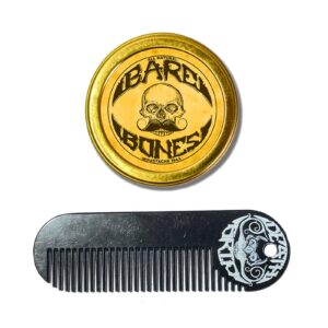 the vintage grooming co. bare bones medium hold mustache wax and death grip mustache keychain comb set