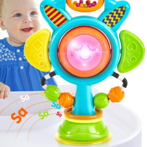 High Chair Toys Sunflower Suction Cup Baby Toys 6-12 Months+ with Light, Sound