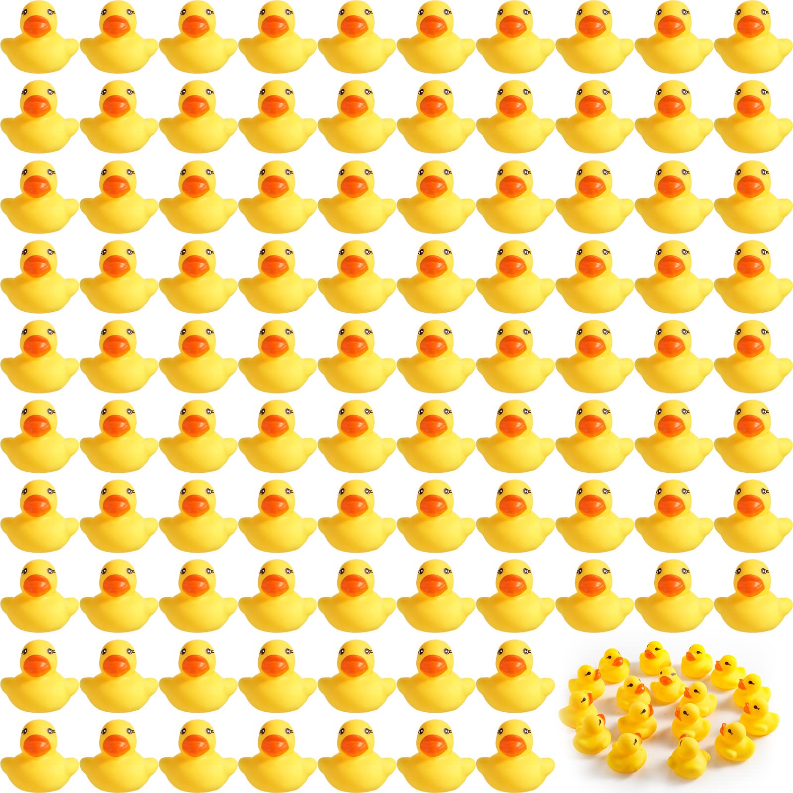 Teling 200 Pcs Mini Rubber Ducks in Bulk Yellow Tiny Baby Shower Ducks Float Squeak Bathtub Duckies Preschool Bath Toy for Birthday Party Gift(Yellow)