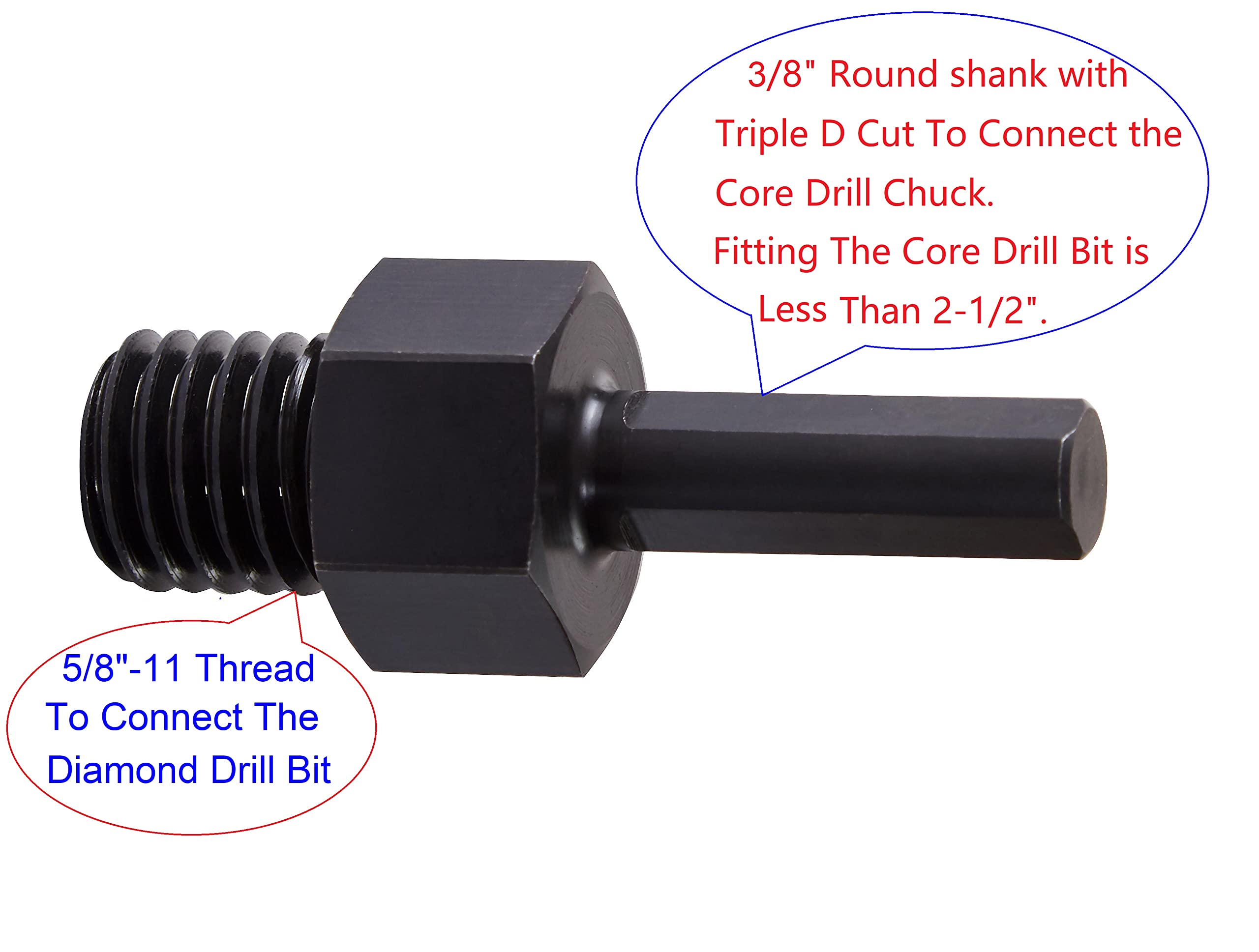 AODITECK Diamond Drill Bit Core Drill Bit Arbor Adapter for Threaded Diamond Hole Saw 3/8" Round Shank with Triple D Cut 5/8"-11 Drill Adapter