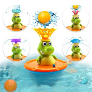 fountain crocodile bath toys | 5 modes spray water bath toy | sprinkler light up bathtub toy for boys girls kids, for bathroom swimming pool indoor outdoor