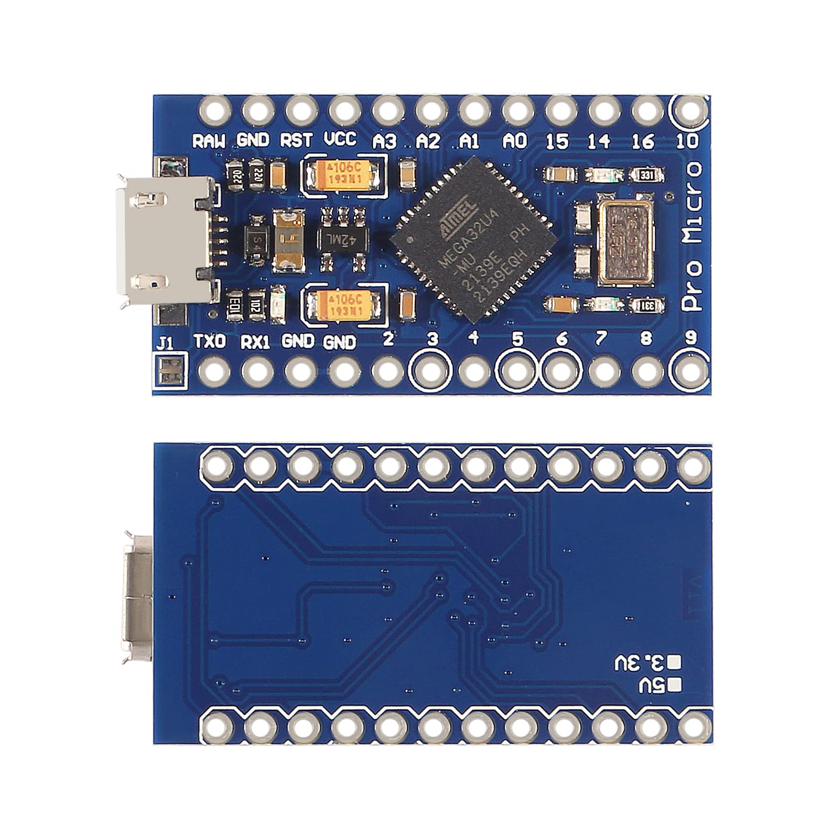 DWEII Pro Micro Atmega32U4 5V 16MHz Module Board Micro USB Pro Micro Development Board Microcontroller Pack of 5