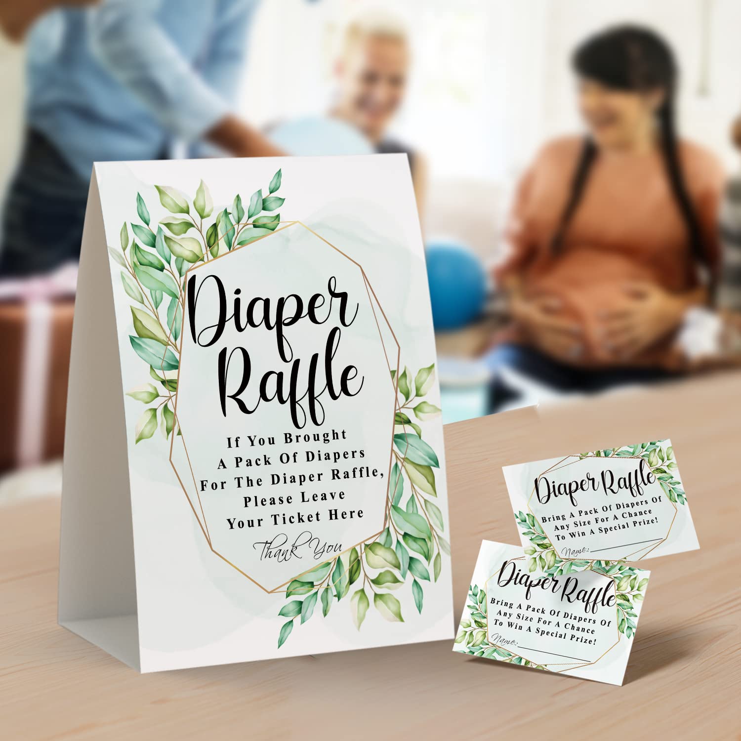 Diaper Raffle Tickets for Baby Shower Sign，Baby Shower Invitations with Diaper Raffle Cards - Baby gender neutral tickets(1 Sign with 50 Raffle Tickets)Toctose026