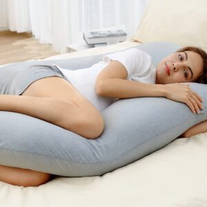 Momcozy Pregnancy Pillows with Cooling Cover, U-Shaped Full Body Maternity Pillow for Side Sleepers 57 Inch - Support for Back, Hip, Belly, Legs for Pregnant Women