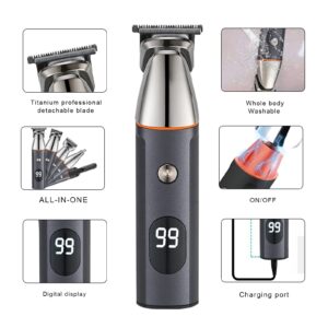 Audoc 5 in 1 Waterproof Hair Trimmer Kit for Men - Precision Trimmer, Micro Shaver, Full Size Trimmer, Body Hair Trimmer, Nose Trimmer, LED Display, Magnetic Replacement Heads