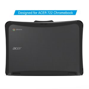 IBENZER Hexpact Heavy Duty case for 11.6" Acer Chromebook Spin 511/R753T (2-in-1), Protective Case with Screen Lock for K-12 Students, Black, LC-HPE-ACER-R753T