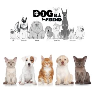 animal wall stickers dog cat 3d pet stickers 2 sheets large self adhesive removable wall decals for kids baby living room bedroom nursery house art murals diy decor