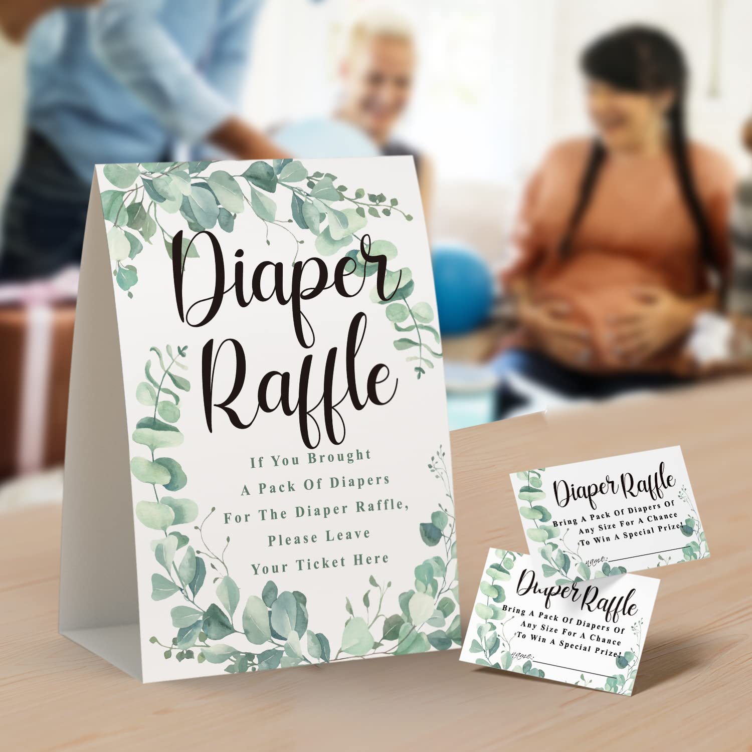 Diaper Raffle Tickets for Baby Shower Sign，Baby Shower Invitations with Diaper Raffle Cards - Baby gender neutral tickets(1 Sign with 50 Raffle Tickets) Toctose022