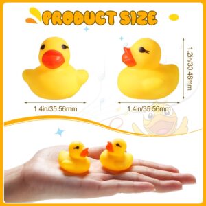 Teling 200 Pcs Mini Rubber Ducks in Bulk Yellow Tiny Baby Shower Ducks Float Squeak Bathtub Duckies Preschool Bath Toy for Birthday Party Gift(Yellow)