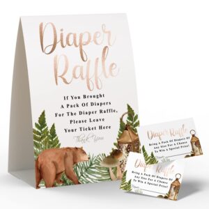 diaper raffle tickets for baby shower sign，baby shower invitations with diaper raffle cards - baby gender neutral tickets(1 sign with 50 raffle tickets) toctose024