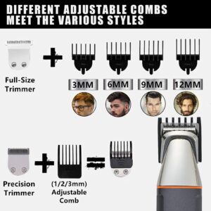 Audoc 5 in 1 Waterproof Hair Trimmer Kit for Men - Precision Trimmer, Micro Shaver, Full Size Trimmer, Body Hair Trimmer, Nose Trimmer, LED Display, Magnetic Replacement Heads