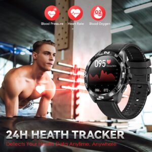 Smart Watch for Men Call Receive/Dial 1.32" HD Full Touch Screen Sports Smartwatch Compatible with iPhone Android Phone Waterproof Fitness Tracker with Bluetooth Calling Heart Rate Sleep Monitor