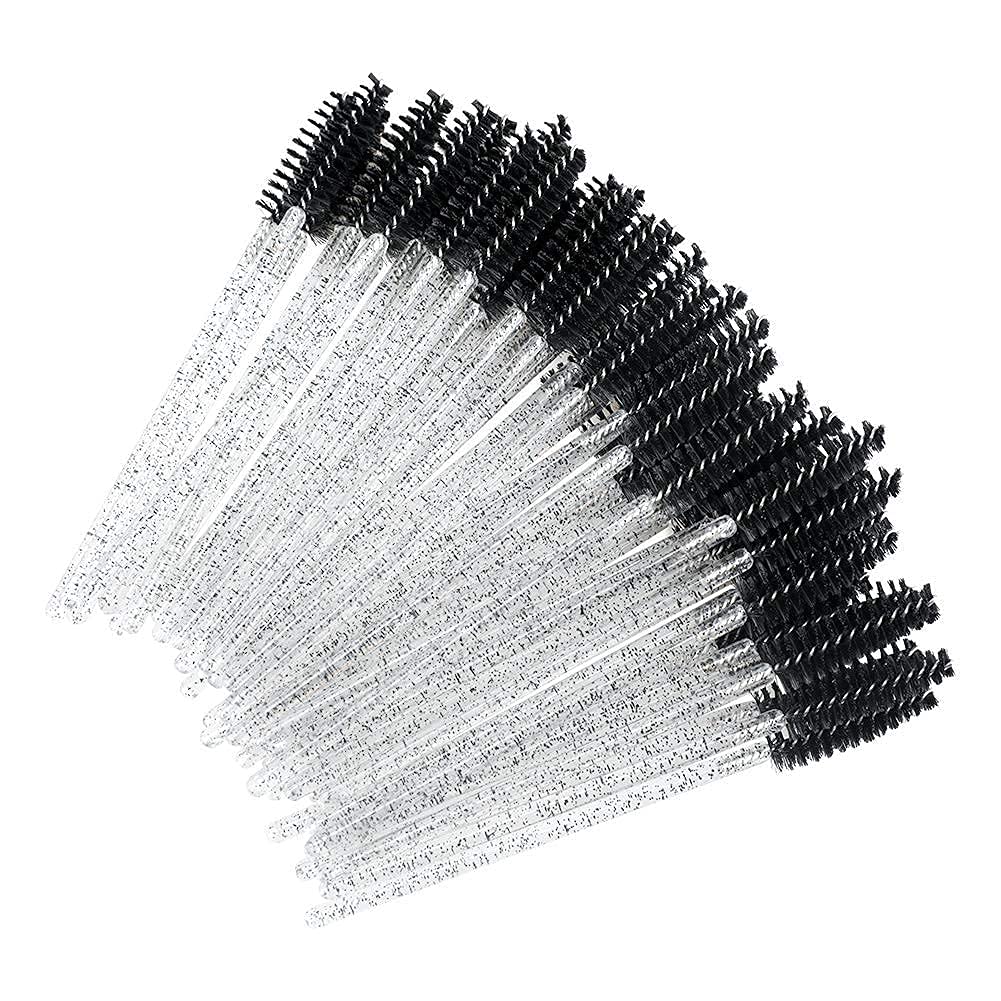 G2PLUS 500PCS Crystal Eyelash Mascara Brushes Wands Applicator Makeup Kits Mascara Wands Lash Spoolies for Eyelash Extensions and Eyebrow Brush (Black)