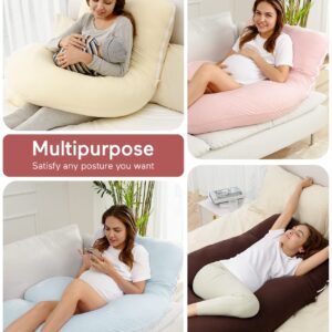 Momcozy Pregnancy Pillows for Sleeping, U Shaped Full Body Maternity Pillow for Side Sleeping - Support for Back, Legs, Belly, Hips, 57 Inch, Brown