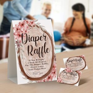 Diaper Raffle Tickets for Baby Shower Sign，Baby Shower Invitations with Diaper Raffle Cards - Baby gender neutral tickets(1 Sign with 50 Raffle Tickets) Toctose035