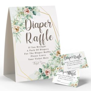 diaper raffle tickets for baby shower sign，baby shower invitations with diaper raffle cards - baby gender neutral tickets(1 sign with 50 raffle tickets) toctose028