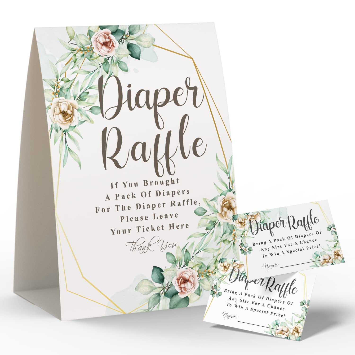 Diaper Raffle Tickets for Baby Shower Sign，Baby Shower Invitations with Diaper Raffle Cards - Baby gender neutral tickets(1 Sign with 50 Raffle Tickets) Toctose028