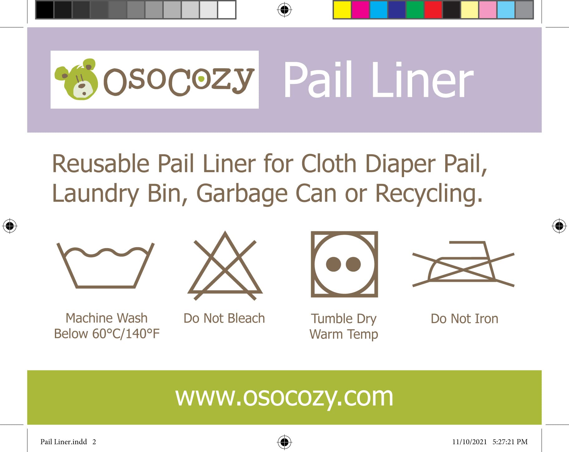 OsoCozy Cloth Diaper Pail Liner - Reusable, Washable, Waterproof Wet Bag with Drawstring. Excellent for Diaper Pails, Garbage Cans, Laundry, Recycling and Storage - Starry Night