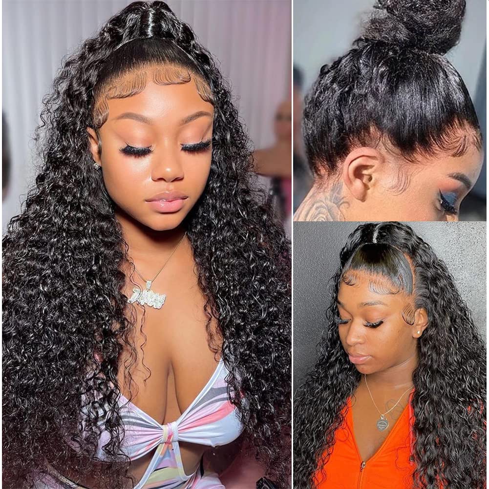 RASHINEE 360 Lace Front Wigs Human Hair Water Wave Full Lace Human Hair Wigs for Women Pre Plucked with Baby Hair 360 Wigs Human Hair Natural Color 20 inch