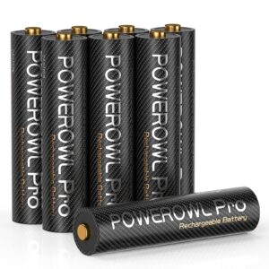 powerowl goldtop rechargeable aaa batteries pro, high capacity 1100mah, premium nimh triple a battery -8 count