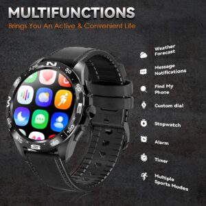 Smart Watch for Men Call Receive/Dial 1.32" HD Full Touch Screen Sports Smartwatch Compatible with iPhone Android Phone Waterproof Fitness Tracker with Bluetooth Calling Heart Rate Sleep Monitor