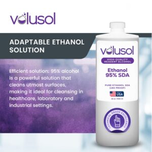 Volu-Sol Denatured Ethanol SDA 95% (190 Proof) for Lab & Industrial Use - Pure Alcohol Cleaning & Rubbing Solution, Trusted by Healthcare & Veterinary, for External Use Only - 500 mL/16 oz