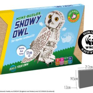 Build Your Own Moving Snowy Owl - Rotating Head Action - Eco Friendly Cardboard Craft Kit - Ages 8+