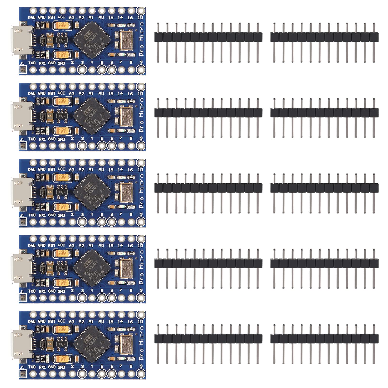 DWEII Pro Micro Atmega32U4 5V 16MHz Module Board Micro USB Pro Micro Development Board Microcontroller Pack of 5