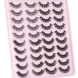 ruairie false eyelashes natural look fluffy wispy false lashes pack 20 pairs 4 styles natural lashes russian strip lashes d curl cat eye fake eyelashes bulk