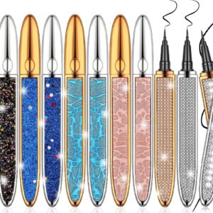 12 Pieces Self Adhesive Eyeliner 2 in 1 Eye Liner Pen Diamond Liquid Eyeliner No Glue No Magnetic Eyeliner Waterproof Lasting for Women Girls Eye Makeup False Eyelashes Gift, Black