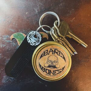 THE VINTAGE GROOMING CO. Bare Bones Medium Hold Mustache Wax and Death Grip Mustache Keychain Comb Set