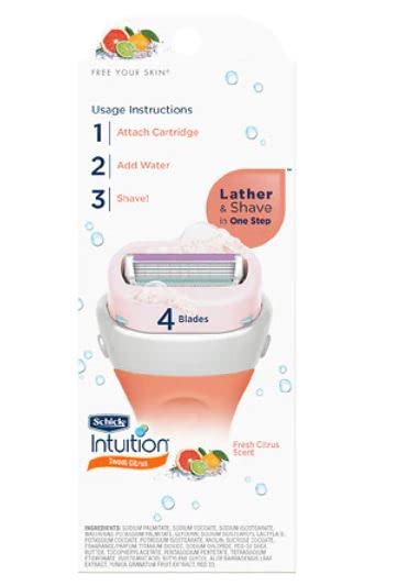 Schick Intuition Womens Razor Fresh Citrus Scent, 1 Handle with 2 Refills