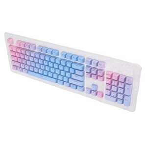 SNOQ Keyboard Keycaps, 104 Keys Gradient Color Translucent Pink Blue Pudding Keycaps, PBT Material Ergonomic Design Computer Keycaps Keyset for Mechanical Gaming Keyboard