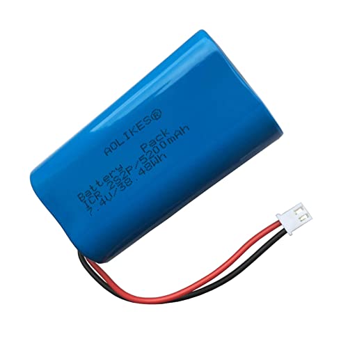 AOLIKES 7.4V Lithium-ion Battery Pack 5200mAh, Rechargeable Battery Power Cell w/XH2.54-2Pin Plug, DIY Batteries 18650 2S2P Li-ion Batteries Pack Support 3C Continuous Discharge