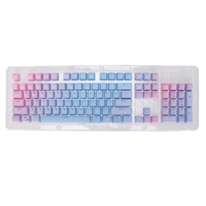 snoq keyboard keycaps, 104 keys gradient color translucent pink blue pudding keycaps, pbt material ergonomic design computer keycaps keyset for mechanical gaming keyboard