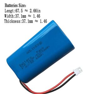 AOLIKES 7.4V Lithium-ion Battery Pack 5200mAh, Rechargeable Battery Power Cell w/XH2.54-2Pin Plug, DIY Batteries 18650 2S2P Li-ion Batteries Pack Support 3C Continuous Discharge