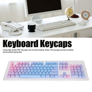 SNOQ Keyboard Keycaps, 104 Keys Gradient Color Translucent Pink Blue Pudding Keycaps, PBT Material Ergonomic Design Computer Keycaps Keyset for Mechanical Gaming Keyboard