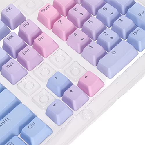 SNOQ Keyboard Keycaps, 104 Keys Gradient Color Translucent Pink Blue Pudding Keycaps, PBT Material Ergonomic Design Computer Keycaps Keyset for Mechanical Gaming Keyboard