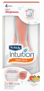 schick intuition womens razor fresh citrus scent, 1 handle with 2 refills