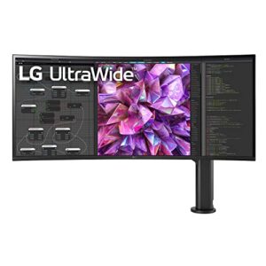 lg 38wq88c-w 38 inch curved 21:9 ultrawide qhd+ (3840 x 1600) ips monitor, dci-p3 95% color gamut, hdr10, usb type-c, amd freesync, built in speakers, ergo stand (extend/retract/swivel/height/tilt)