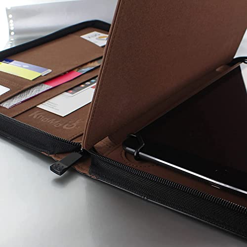 KHOMO Universal Tablet Padfolio Zippered Case for iPad Pro 12.9 Inch - Black - Compatible with All Versions of iPad Pro 12.9 inches (KHO-1700)