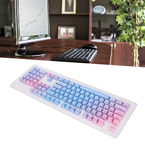 SNOQ Keyboard Keycaps, 104 Keys Gradient Color Translucent Pink Blue Pudding Keycaps, PBT Material Ergonomic Design Computer Keycaps Keyset for Mechanical Gaming Keyboard