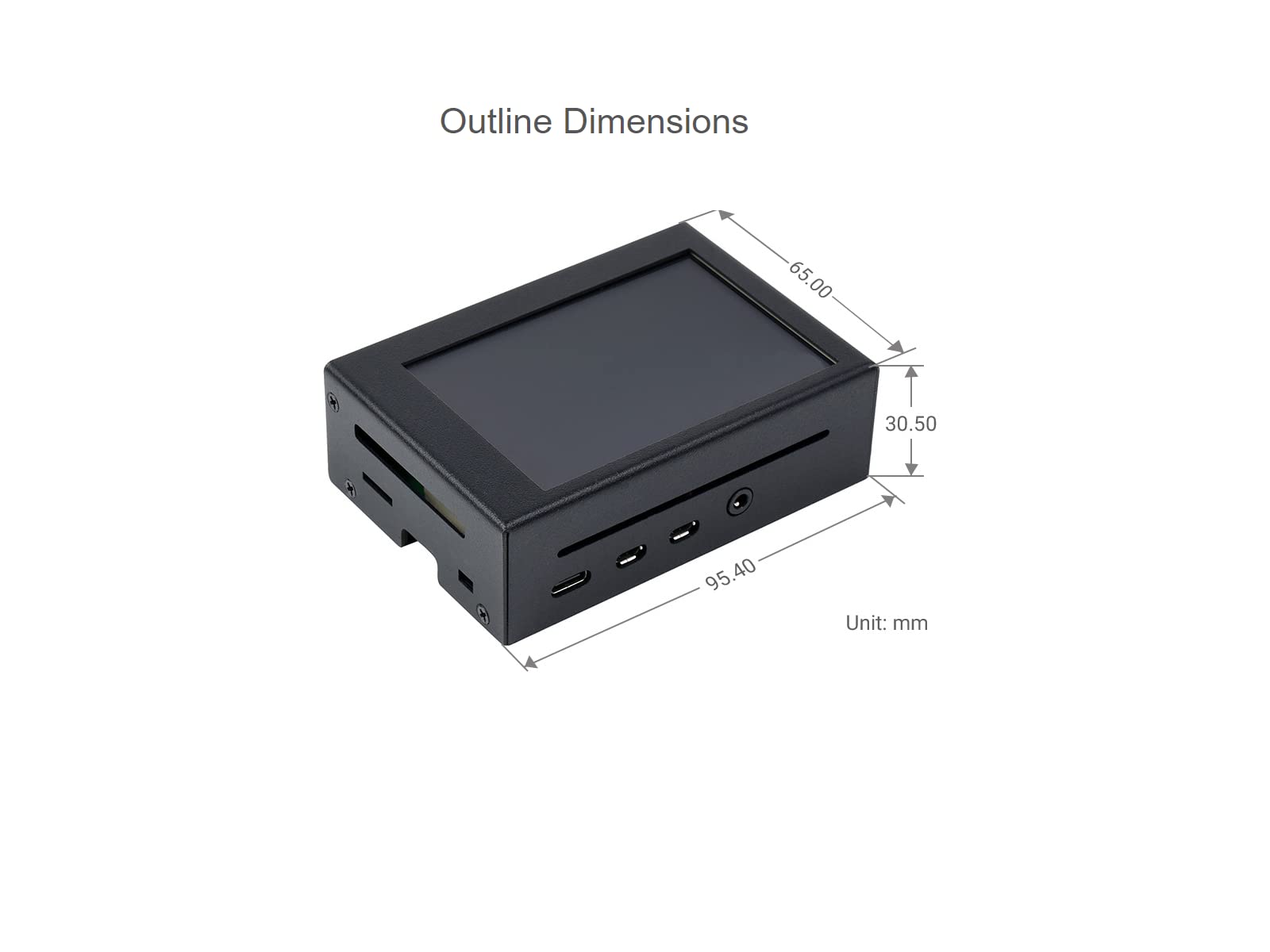 waveshare Aluminum Alloy Case with 3 PCS Heatsinks for Raspberry Pi 4, Metal Case Designed for Raspberry Pi 4B,Compatible 3.5inch RPI LCD (A)/(B)/©