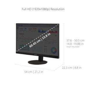 ViewSonic VA2447-MHJ 24" 1080p Monitor with Advanced Ergonomics, FreeSync, 100Hz, Ultra-Thin Bezel, Eye Care, HDMI, VGA (Renewed)