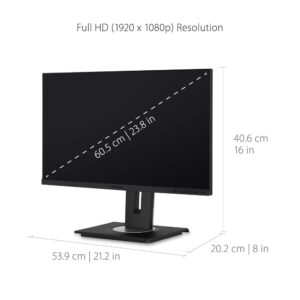 ViewSonic VG2456A 24 Inch 1080p IPS Monitor with 90W USB C, Docking Built-in, RJ45, 40 Degree Tilt Ergonomics (Renewed)