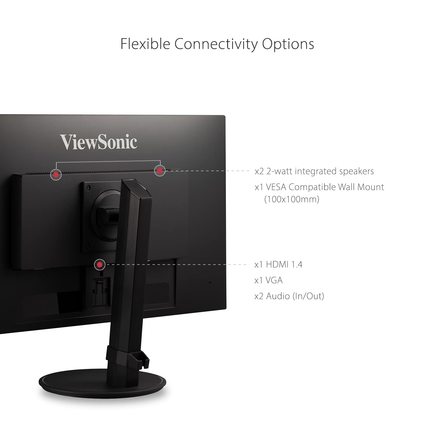 ViewSonic VA2447-MHJ 24" 1080p Monitor with Advanced Ergonomics, FreeSync, 100Hz, Ultra-Thin Bezel, Eye Care, HDMI, VGA (Renewed)