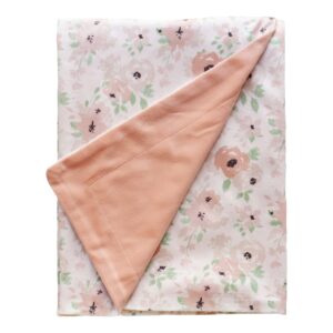 lila & jack reversible mink fleece baby blanket, newborn - toddler blanket 30 x 40 inches (pink floral)