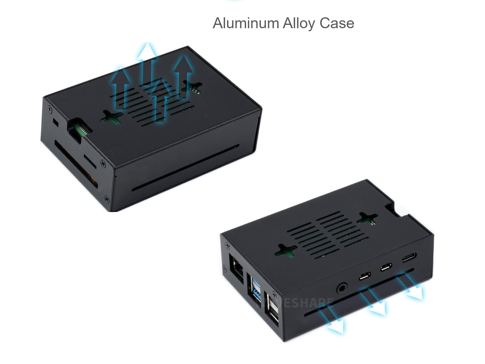 waveshare Aluminum Alloy Case with 3 PCS Heatsinks for Raspberry Pi 4, Metal Case Designed for Raspberry Pi 4B,Compatible 3.5inch RPI LCD (A)/(B)/©