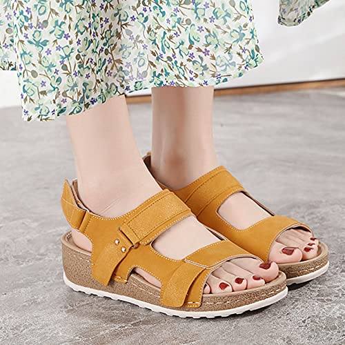 sckarle Women's Summer Sandals Casual Beach Walking Athletic Sandals Wedge Platform Ankle Strap Outdoor Sandal